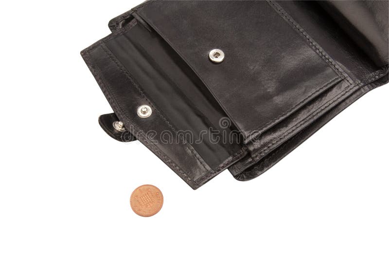 Part of Open Black Wallet with Coin Stock Photo - Image of coin, silver ...