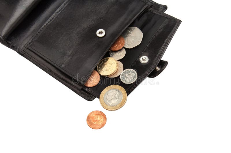 Part of Open Black Wallet with Coins Stock Image - Image of open ...
