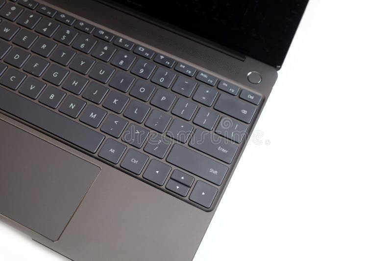 Part of Laptop Keyboard and Touchpad of Opened Laptop Isolated on White ...