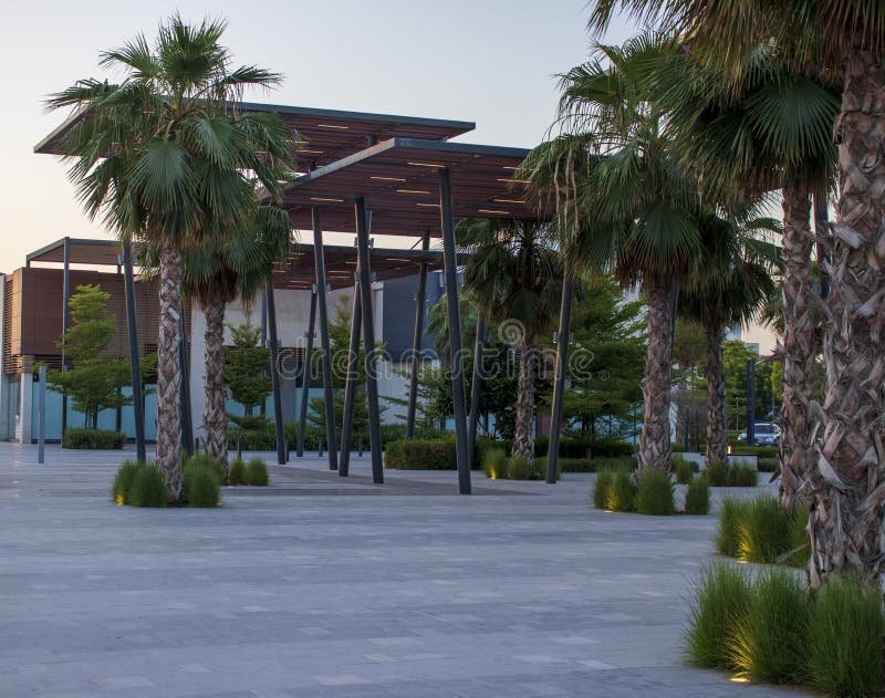 Part of a Park with Trees and Shade Installations Stock Image - Image ...
