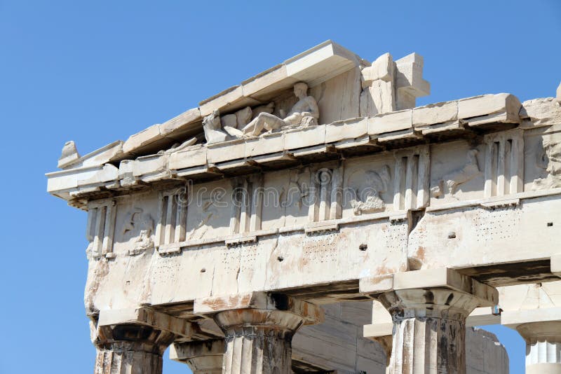 A Part of Parthenon S Frontone Stock Photo - Image of church, goddes ...