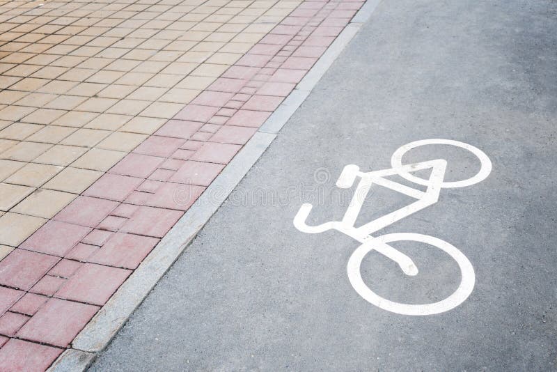 Part of Paved Sidewalk and Bike Paths with the Image of Bicycle. Stock ...