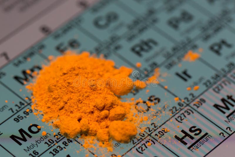 Part of Periodic System with Orange Powder Element Stock Image - Image ...