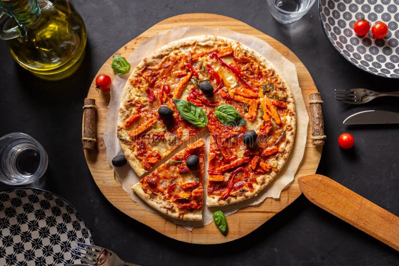 Part of pizza cut stock image. Image of italian, black - 173853355