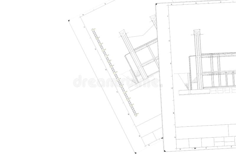 Part Plan of Architectural Project on the White Background Stock ...