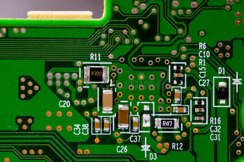 Part of Printed Circuit Board with Parts. Computer Part. Chipset and ... Part of Printed Circuit Board with Parts. Computer Part. Chipset and ...
