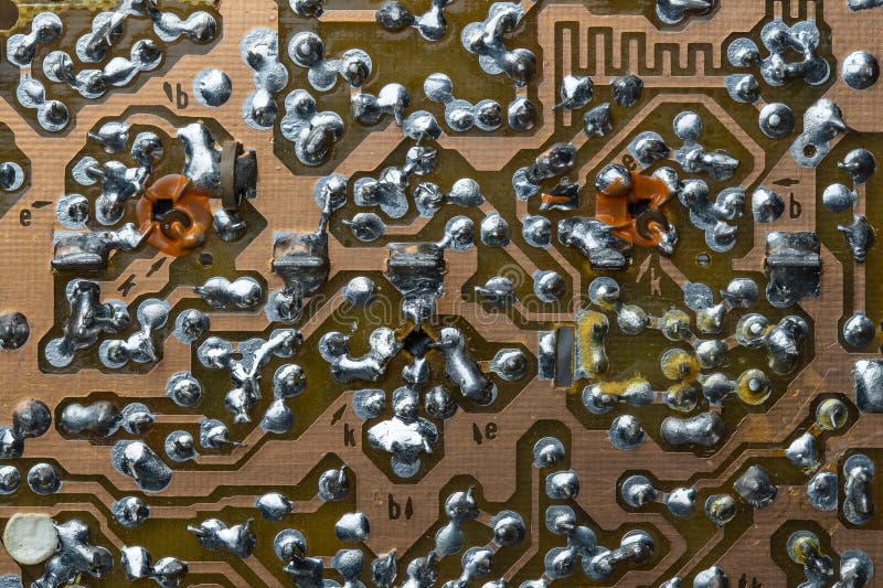 A Part of a Printed Circuit Computer Board with Tracks. PCB without ...