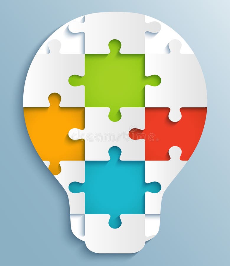 Part of Puzzles in the Form of Light Bulbs. Creati Stock Vector ...