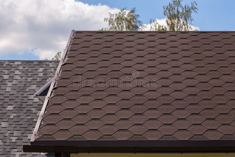 Part of Red Bitumen Tiles Roof Stock Image - Image of textured, closeup ...