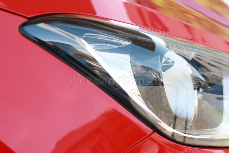 Part of red car stock image. Image of detail, auto, reflector - 33180261