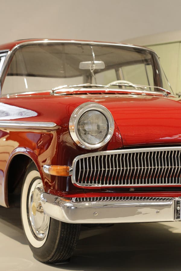 Part of Red Oldtimer with Front Light Stock Image - Image of coupe ...