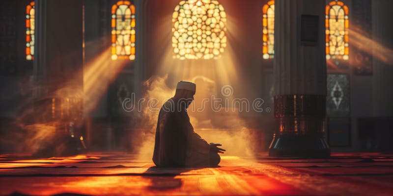 Religious Muslim Man Praying Stock Illustration - Illustration of piety ...