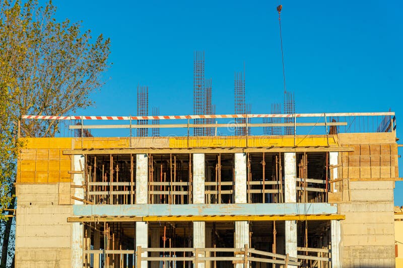 Part of a Residential Building Under Construction in Masonry. Stock ...