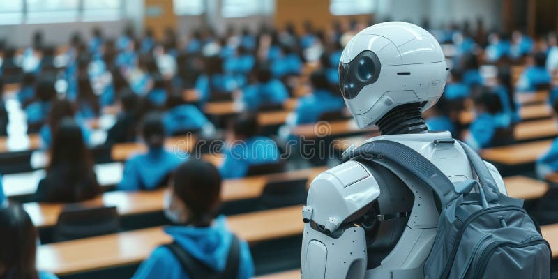 A Human-looking AI Android in Education Stock Illustration ...