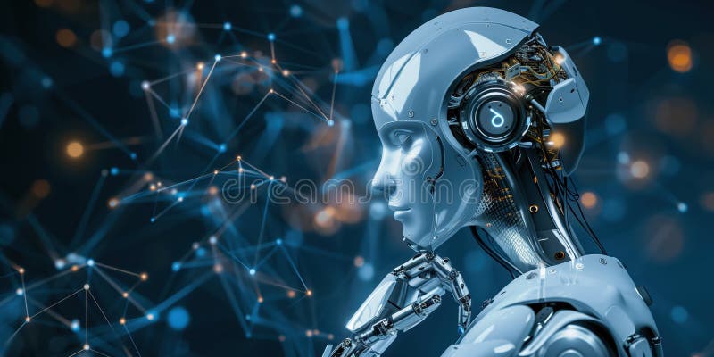 A Human-looking AI Android in Education Stock Illustration ...