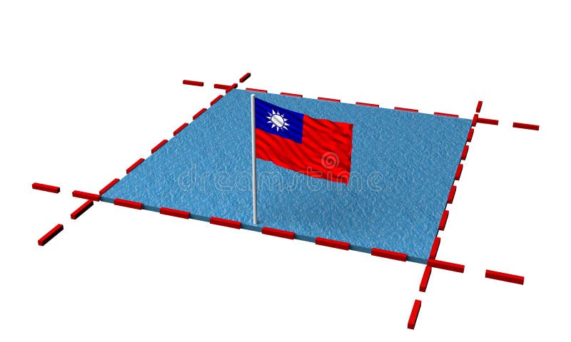 Part Sea with Borders and Flag of Taiwan Stock Illustration ...