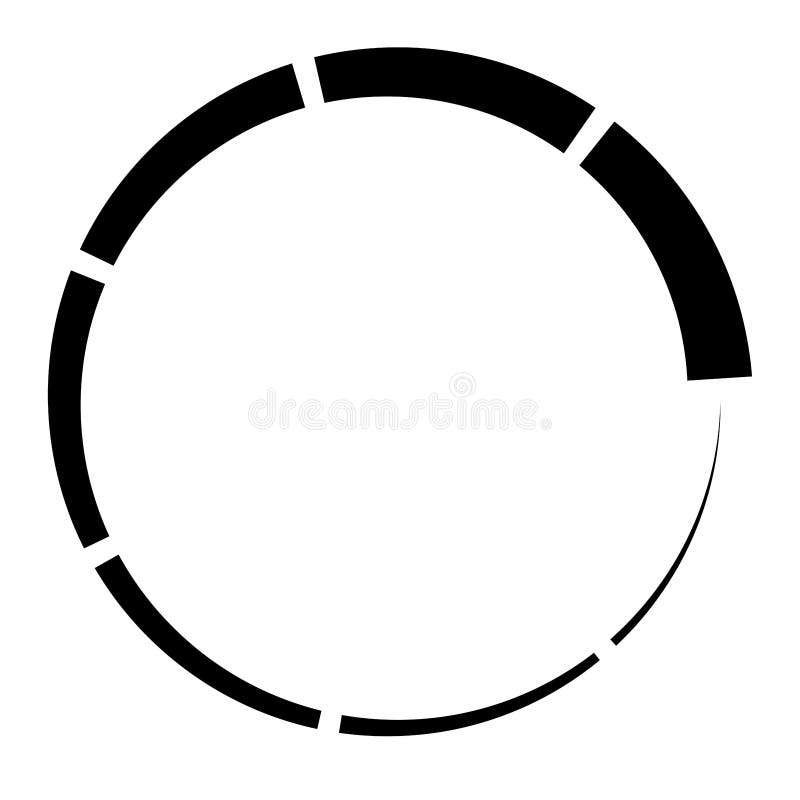 7 Part, Section Segmented Circle. Abstract Dashed Lines Circular ...