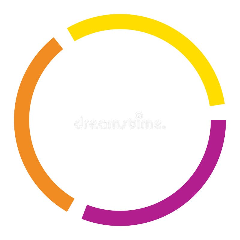 3 Part, Section Segmented Circle. Abstract Dashed Lines Circular ...