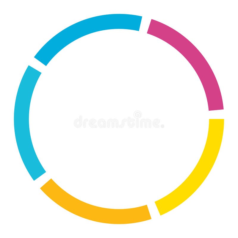 5 Part, Section Segmented Circle. Abstract Dashed Lines Circular ...