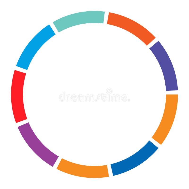 9 Part, Section Segmented Circle. Abstract Dashed Lines Circular ...