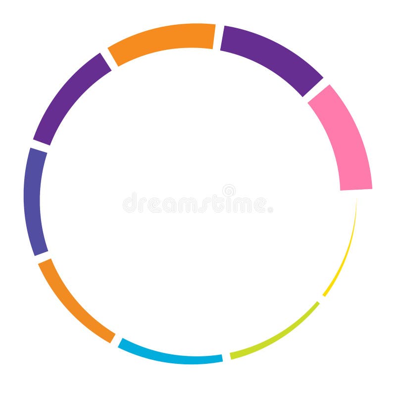 9 Part, Section Segmented Circle. Abstract Dashed Lines Circular ...