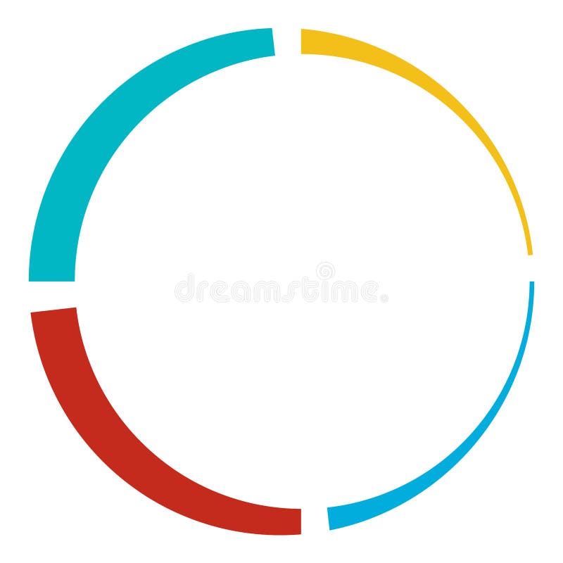 4 Part, Section Segmented Circle. Abstract Dashed Lines Circular ...
