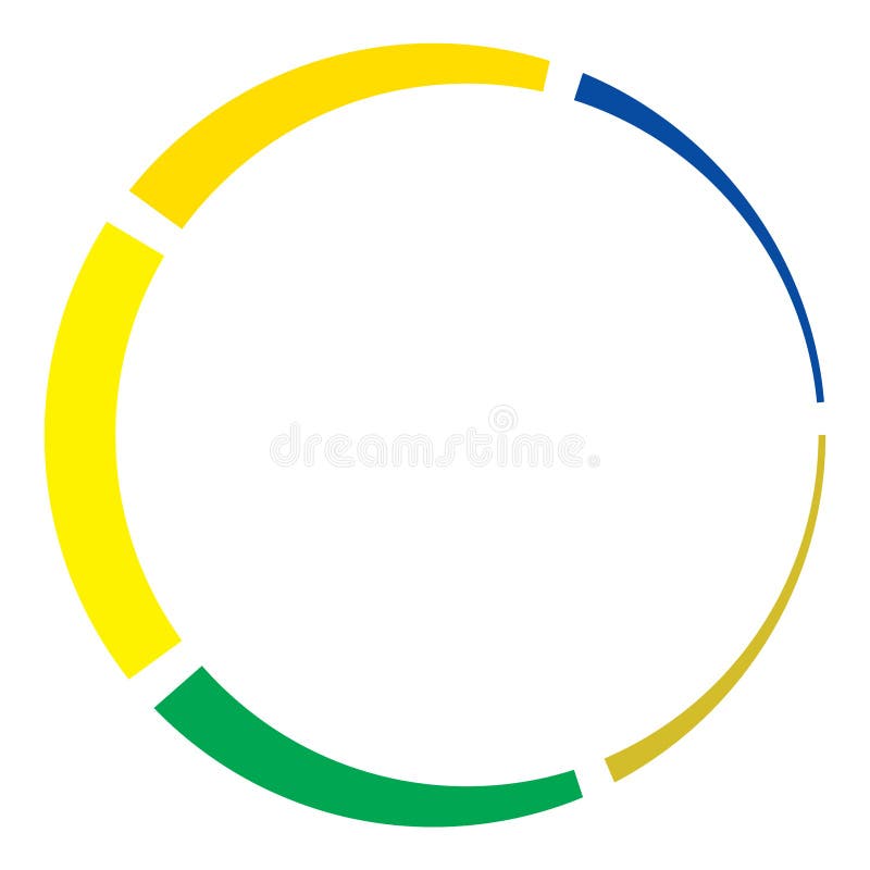 5 Part, Section Segmented Circle. Abstract Dashed Lines Circular ...
