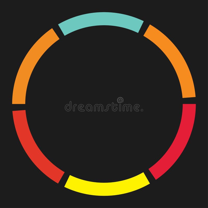 6 Part, Section Segmented Circle. Abstract Dashed Lines Circular ...