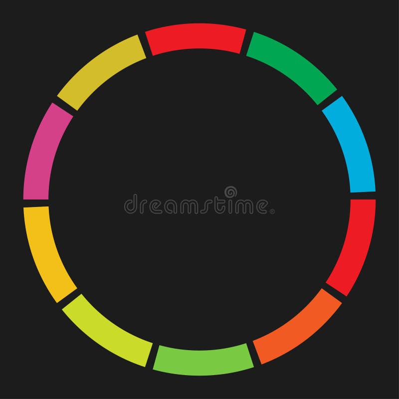 10 Part, Section Segmented Circle. Abstract Dashed Lines Circular ...
