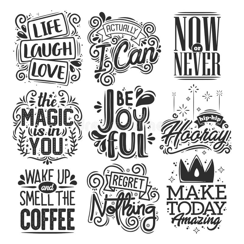 Set of Quotes Lettering Design Elements Collection Stock Vector ...