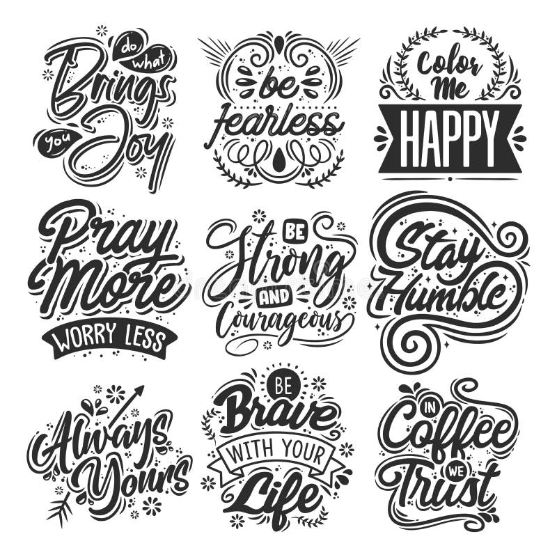 Set of Quotes Lettering Design Elements Collection Stock Vector ...
