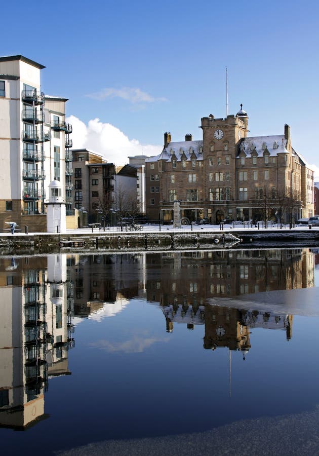 Old Leith Docks At Twilight Stock Photo - Image of buildings, boat ...