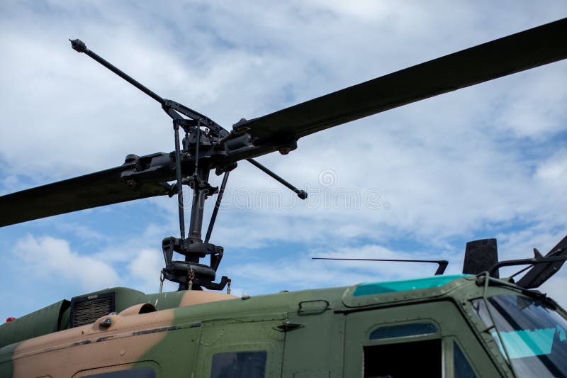 Part of the Side Propeller a Closeup of the Old Military Helicopter ...