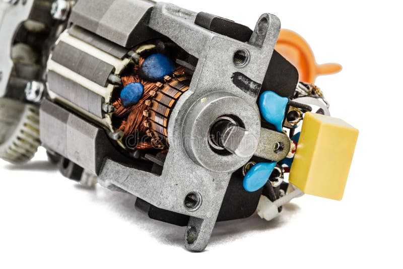 Part of Small Electric Motor, Close-up, Isolated on White Background ...