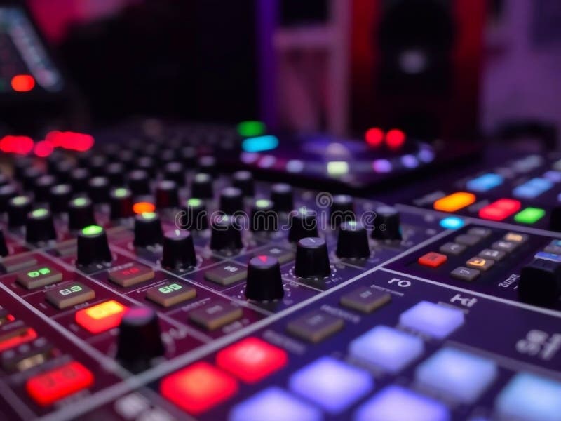 Part Sound Board DJ Mixer Closeup with Buttons Stock Illustration ...