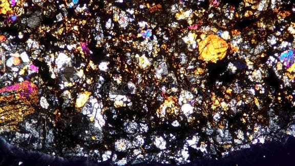 Part of a Space Meteorite Under a Microscope Closeup Stock Photo ...