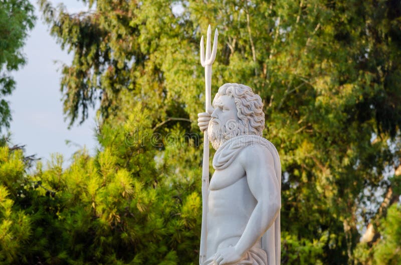 White Marble Statue of Poseidon in Athens Stock Image - Image of ...