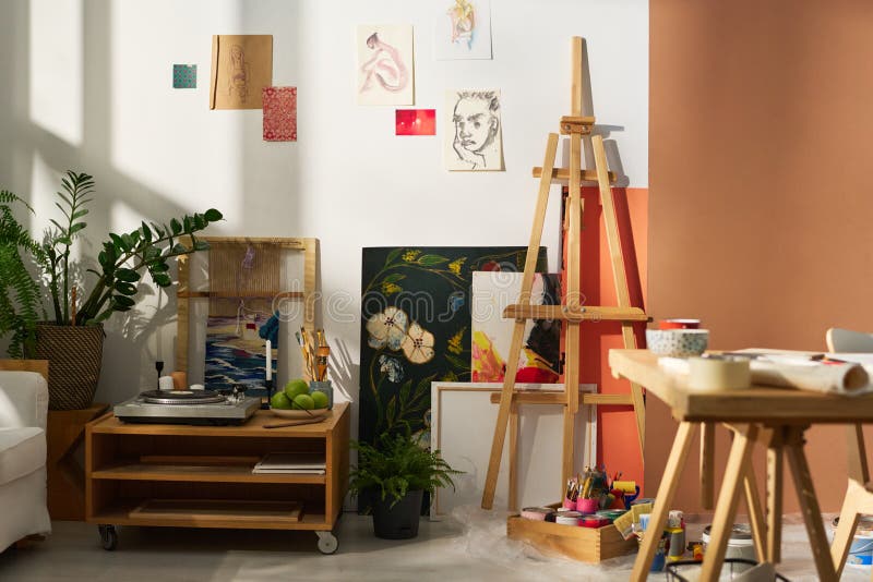 Part of Studio of Creative Person with Variety of Items and Equipment ...