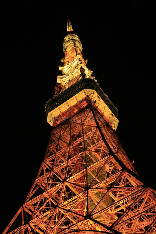 Part of Tokyo Tower Night Scene Stock Photo - Image of modern, steel ...