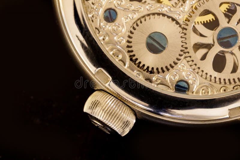 A Part of a Transparent Watch with Visible Gears Stock Photo - Image of ...
