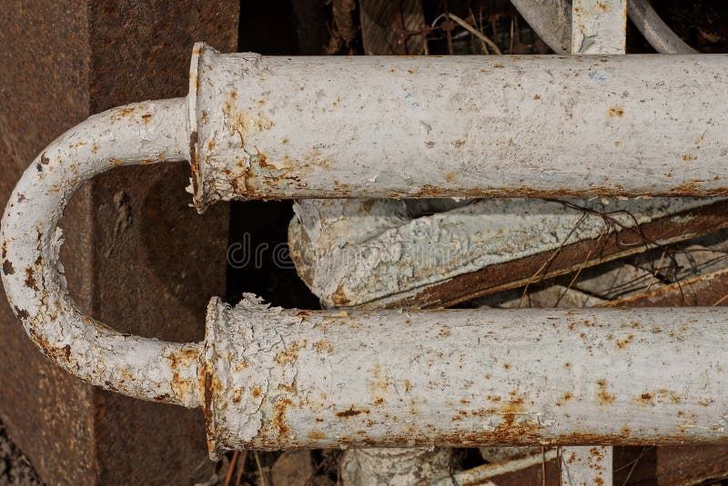 Part of the Two White Brown Rust Iron Pipes Stock Photo - Image of ...