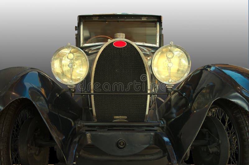 Part View of a Beautiful Ordtimer Black Car with Framework, Grid and ...