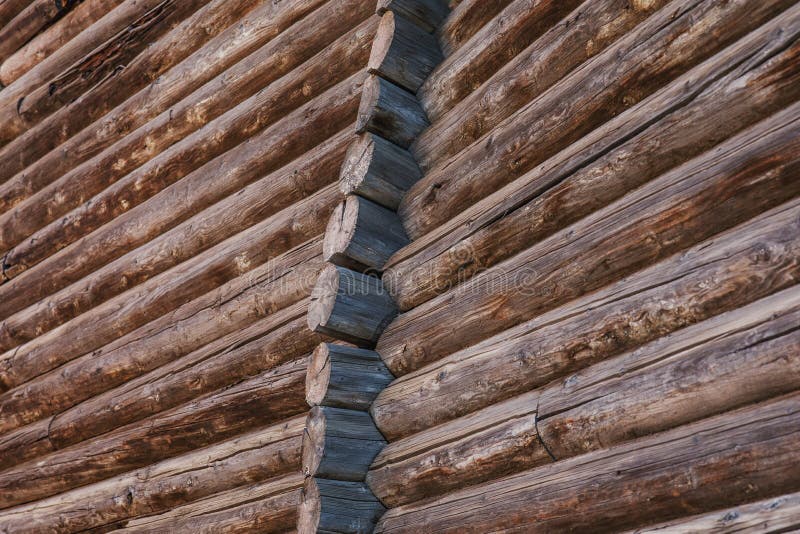 Part of the Wall of a House Made of Round Logs. an Old Building from ...