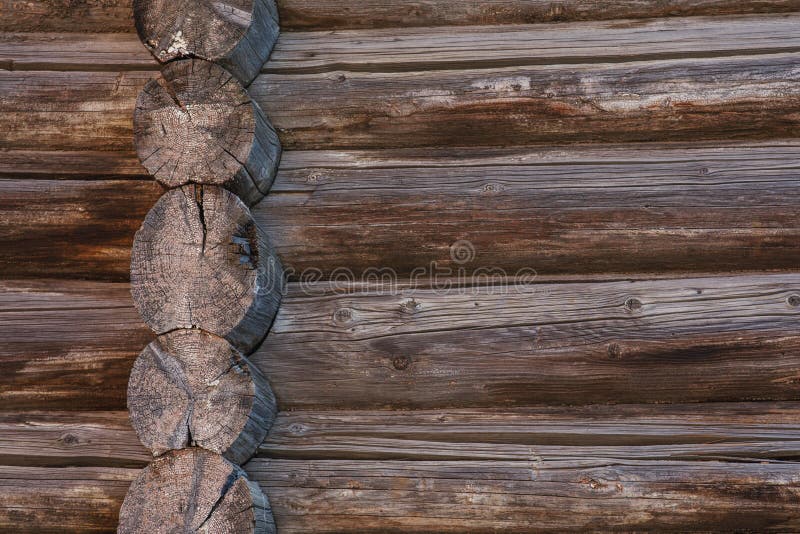 Part of the Wall of a House Made of Round Logs. an Old Building from ...