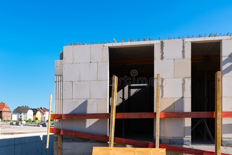Part of the Wall of an Unfinished House Being Built from Concrete ...