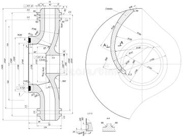 Engineering Sketch Wheel Blades Stock Illustrations – 26 Engineering ...