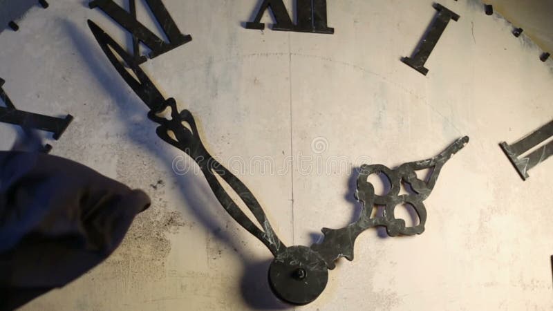 Part of White Big Roman Dial Clock with Arrow and Stock Footage - Video ...