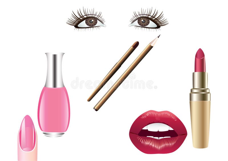 Part of a Woman S Face, and Cosmetics. Stock Illustration ...