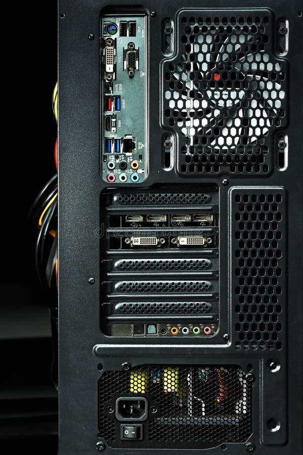 Retro Di Un Case Per Computer Moderno Con Porte Immagine Stock ...