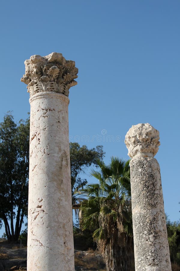 Parte Superiore Romana Antica Delle Colonne Fotografia Stock - Immagine ...